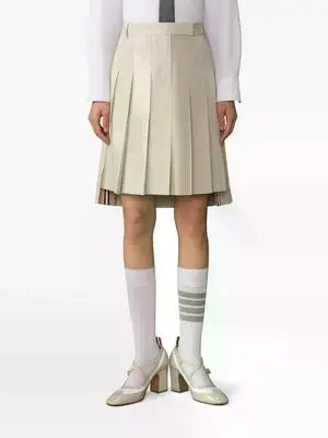 Thom Browne Pleated Mini Skirt - Neutrals