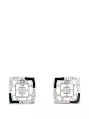 TASAKI 2010's Diamond And Onyx Earrings - Silver