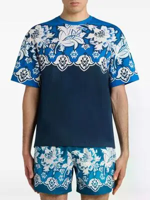 Etro Floral-print Cotton T-shirt - Blue