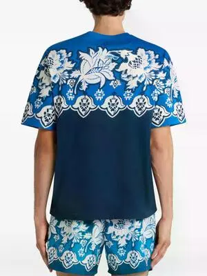 Etro Floral-print Cotton T-shirt - Blue