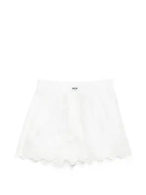 MSGM Eyelet Scalloped Hem Shorts - White