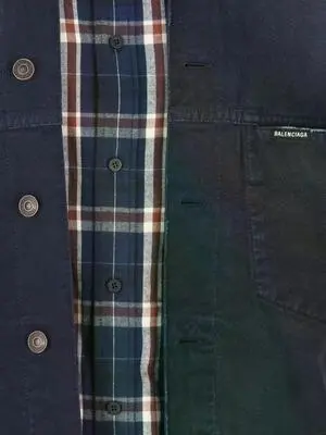 Balenciaga Button-fastening Check-pattern Jacket - Blue