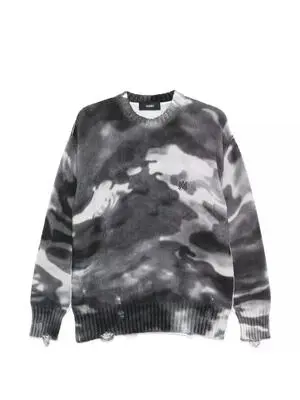 Amiri Camouflage Distressed Sweater