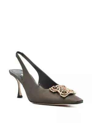 Manolo Blahnik Embellished Cupida Pumps - Grey
