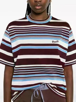 Prada Striped Crewneck T-shirt - Brown