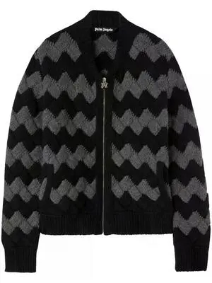 Palm Angels Zig-zag Knit Bomber Jacket