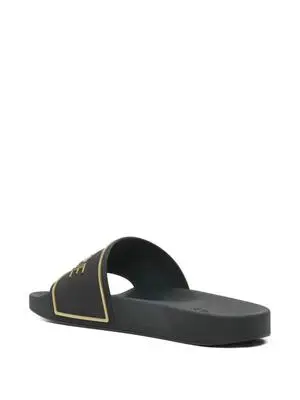 Versace Rubber Slides With Embossed Logo - Black