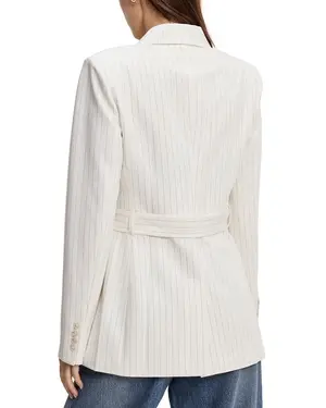 Good American Belted Pinstripe Blazer