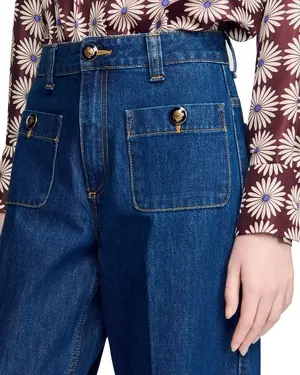 Sandro Straight Patch Pocket Jeans - Deep Blue