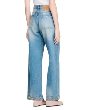 Sandro Rhinestone Straight Jeans