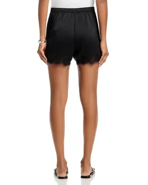 Aqua Lace Trim Satin Shorts - Black