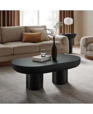 MODWAY Caspian Oval Concrete Coffee Table - Black