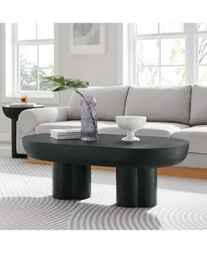 MODWAY Caspian Oval Concrete Coffee Table - Black