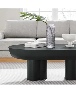 MODWAY Caspian Oval Concrete Coffee Table - Black