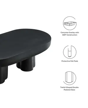 MODWAY Caspian Oval Concrete Coffee Table - Black