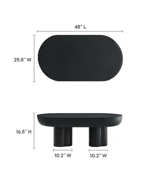 MODWAY Caspian Oval Concrete Coffee Table - Black