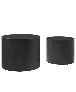 MODWAY Amani Round Nesting Coffee Tables, Set Of 2 - Black