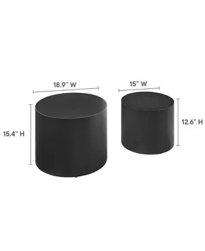 MODWAY Amani Round Nesting Coffee Tables, Set Of 2 - Black