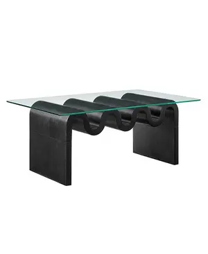MODWAY Ondine Glass Top Coffee Table - Black