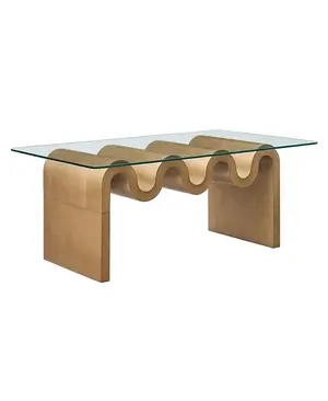 MODWAY Ondine Glass Top Coffee Table - Natural