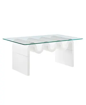 MODWAY Ondine Glass Top Coffee Table - White