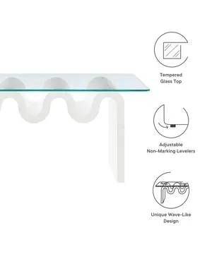 MODWAY Ondine Glass Top Coffee Table - White