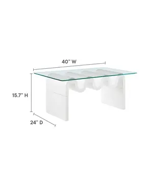 MODWAY Ondine Glass Top Coffee Table - White