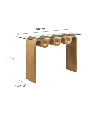 MODWAY Ondine Glass Top 50" Console Table - Natural