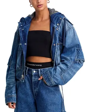 Alexander Wang Cropped Cargo Jacket - Tinted Medium Indigo