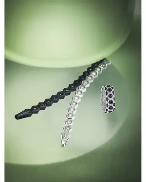 David Yurman Hex Stack Ring With Black Diamonds