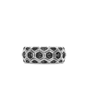 David Yurman Hex Stack Ring With Black Diamonds - Black/silver