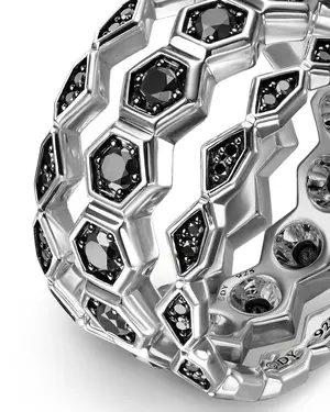 David Yurman Hex Stack Ring With Black Diamonds - Black/silver