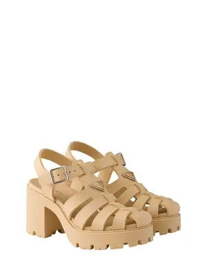 Prada Rubber Platform Sandals - Neutral