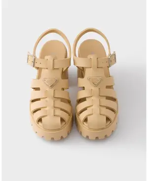 Prada Rubber Platform Sandals - Neutral