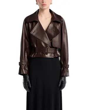 Nour Hammour Hatti Crocodile Embossed Leather Jacket