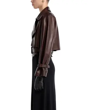Nour Hammour Hatti Crocodile Embossed Leather Jacket