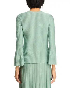 Misook Scalloped Rib Knit Bell Sleeve Top