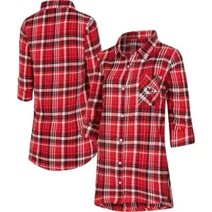 CONCEPTS SPORT Kansas City Chiefs Laney Plaid Tri-blend Nightshirt - Red