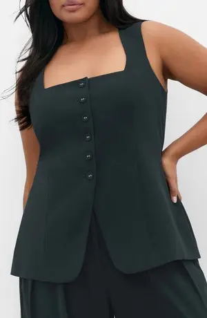 City Chic Button Detailed Vests For Women