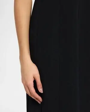Kiton V-neck Sleeveless Crepe Sheath Dress - Black