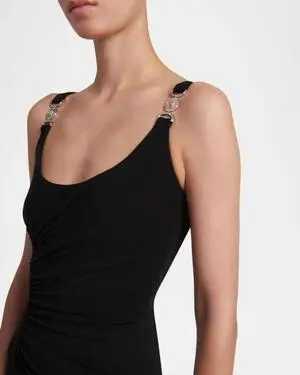 Versace Viscose-jersey Ruched Midi Dress