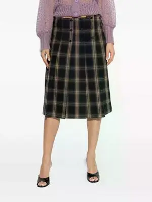 Attico Plaid Button Skirt