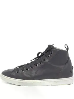 JIMMY CHOO High-top Leather Lace-up Sneakers With Star Detail