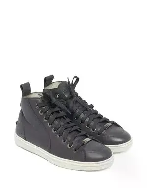 JIMMY CHOO High-top Leather Lace-up Sneakers With Star Detail