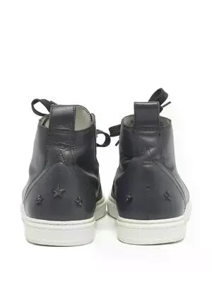 JIMMY CHOO High-top Leather Lace-up Sneakers With Star Detail