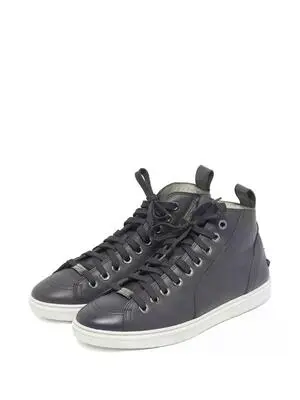 JIMMY CHOO High-top Leather Lace-up Sneakers With Star Detail