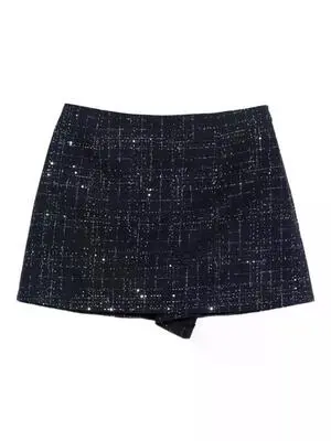 Maje Sequin Embellished Plaid Skort - Black