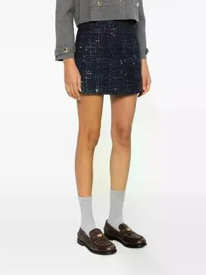 Maje Sequin Embellished Plaid Skort - Black