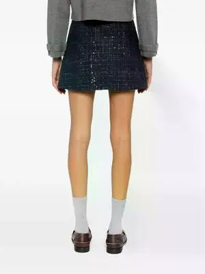 Maje Sequin Embellished Plaid Skort - Black