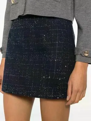 Maje Sequin Embellished Plaid Skort - Black